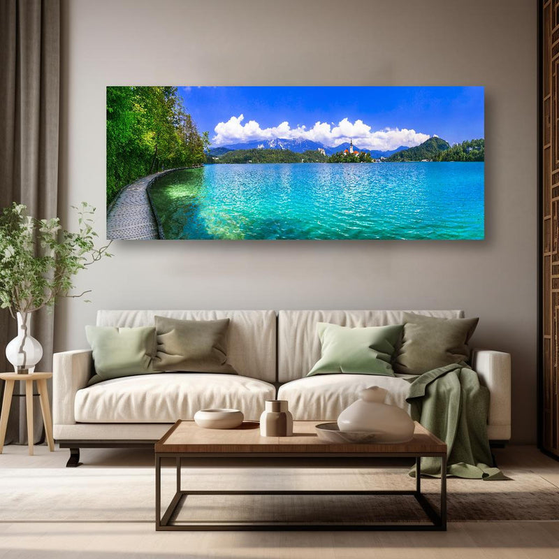 Wandbild - Bleder See in Slowenien 1 - Rueckwand24